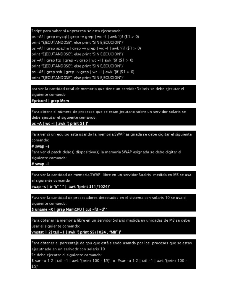 Comandos Basicos Solaris | PDF | Unidad Central de procesamiento ...