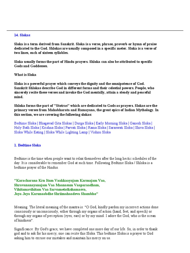 Essential Slokas for Daily Worship | PDF | Devi | Deities