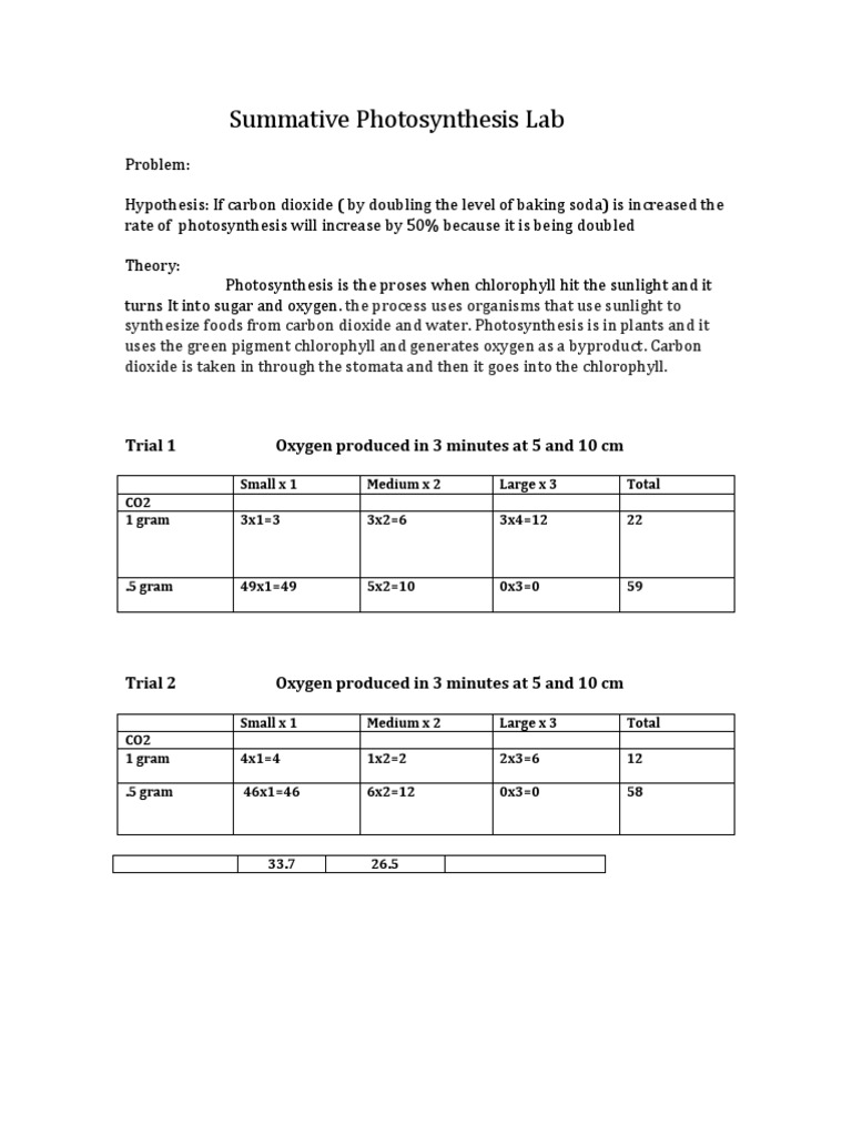 Photosynthesis Lab: CO2 Impact Analysis | PDF