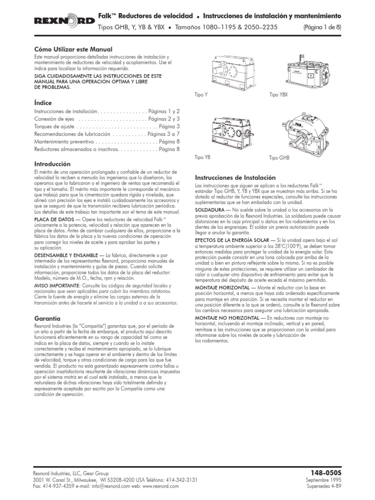 148-050s - Falk Type Y, YB, YBX, GHB, Sizes 1080-1195-2050-2235 Gear ...