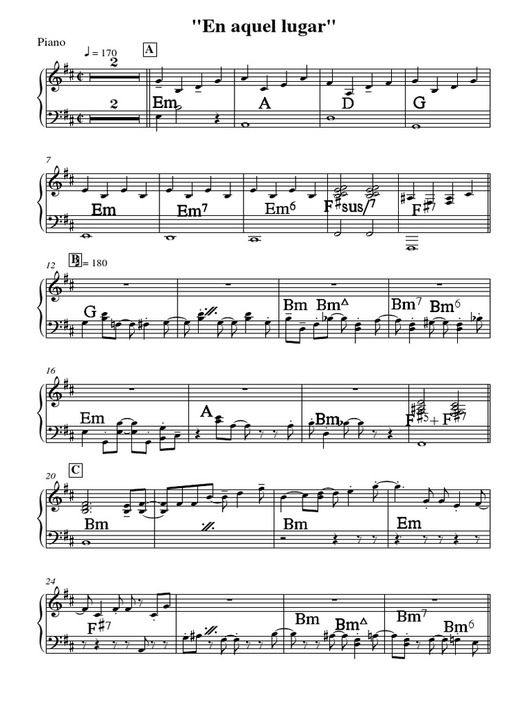 En Aquel Lugar Piano
