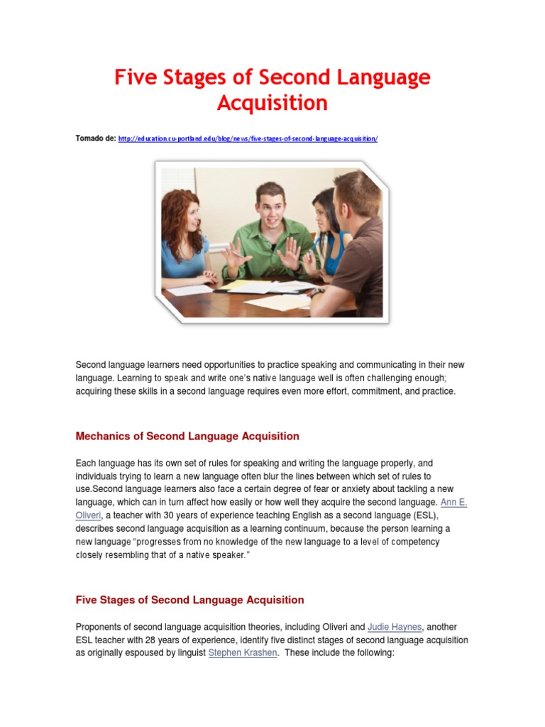 Five Important Stages of Second Language Acquisition | PDF | Second ...