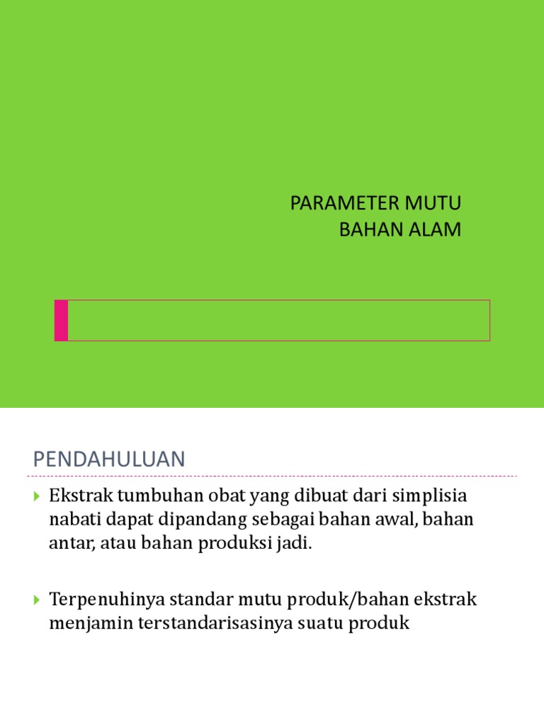 Parameter Mutu Ekstrak | PDF | Sains & Matematika
