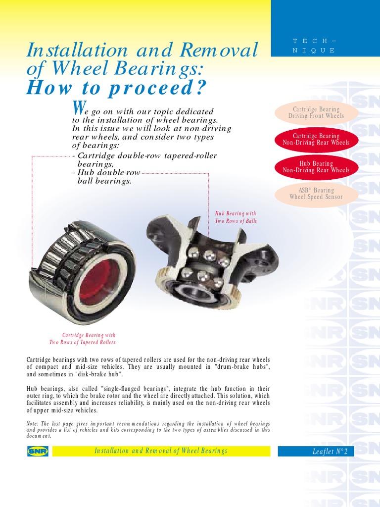 Change Procedure of Hub Bearings | PDF | Bearing (Mechanical) | Brake