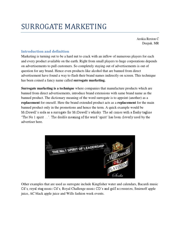 Surrogate Marketing Arokia, Deepak - IFMR | PDF | Social Media ...