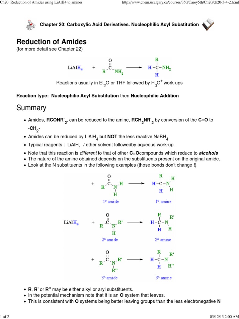 Ch20 - Reduction of Amides Using LiAlH4 To Amines | PDF | Amide | Amine