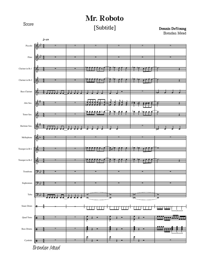 MR Roboto Arrangement | PDF | Saxophone | Aérophones