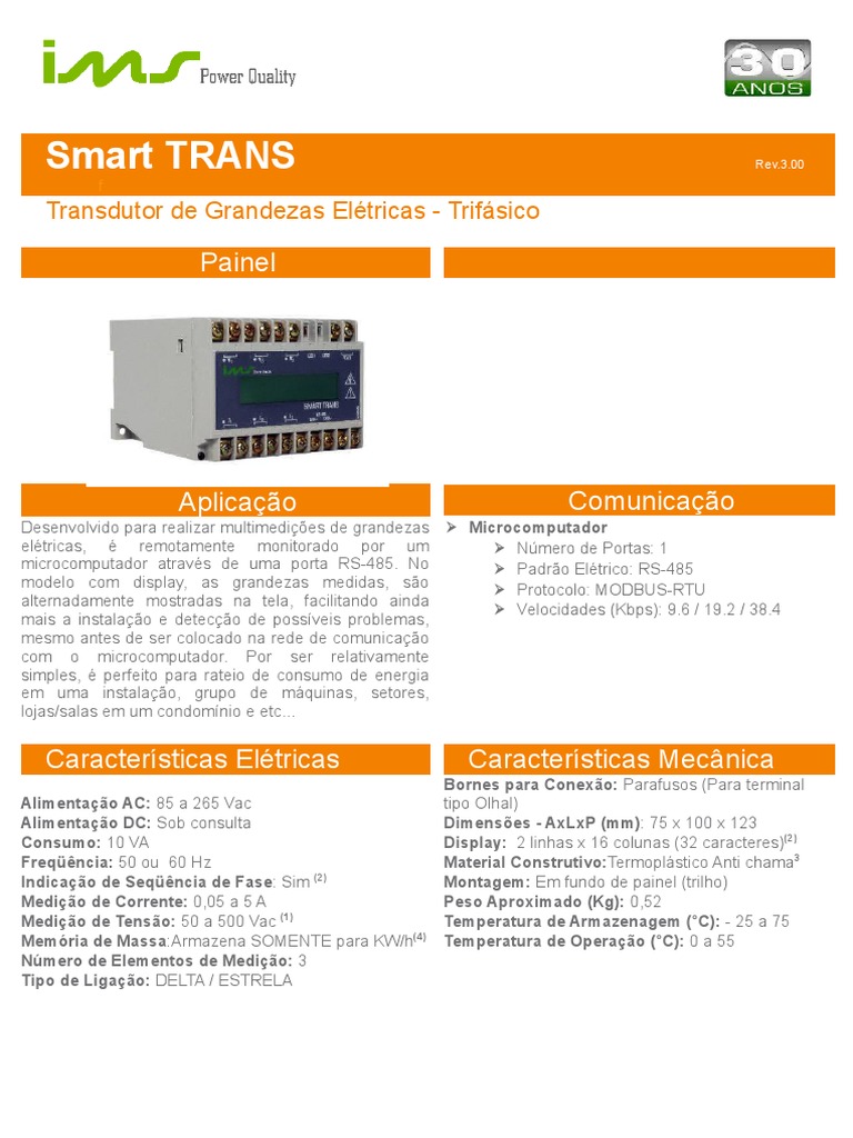 IMS - Transdutores de Grandezes Elétricas - Smart TRANS - Catálogo ...
