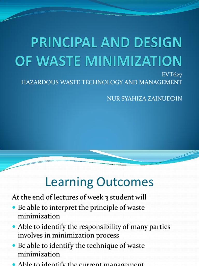 2.principle and Design of Waste Minimization | PDF | Hazardous Waste ...