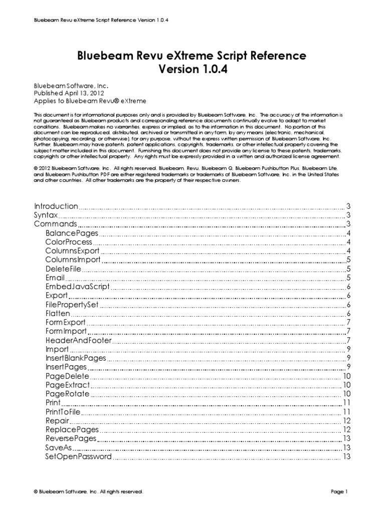 Bluebeam Revu Extreme Script Reference | PDF | Filename | Printer (Computing)
