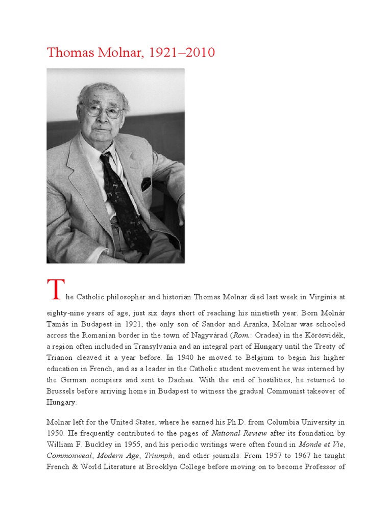 Thomas Molnar | PDF | Political Theories | Ideologies
