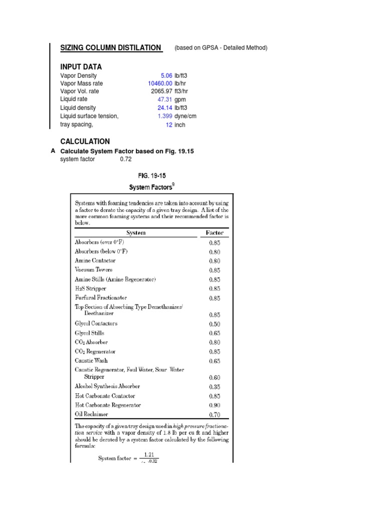 Fractionation Column Calculation | PDF | Distillation | Chemical Process Engineering