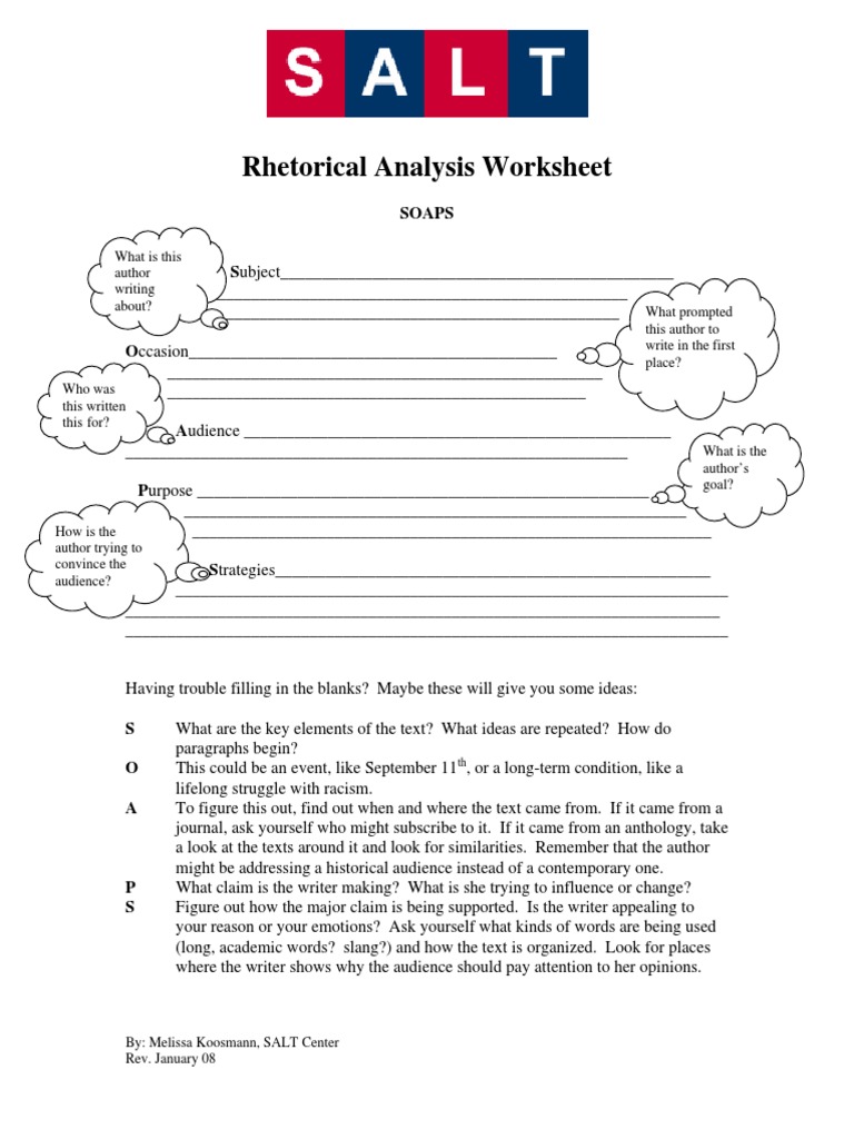 Rhetorical Analysis Worksheet Guide | PDF | Rhetoric | Truth