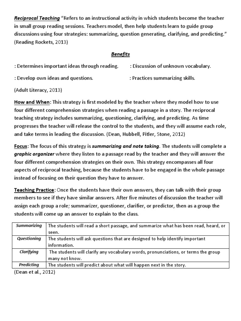 Reciprocal Teaching | PDF | Reading Comprehension | Semiotics