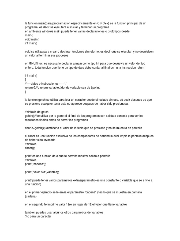 La Funcion Main | PDF | Áreas de informática | Tecnología digital