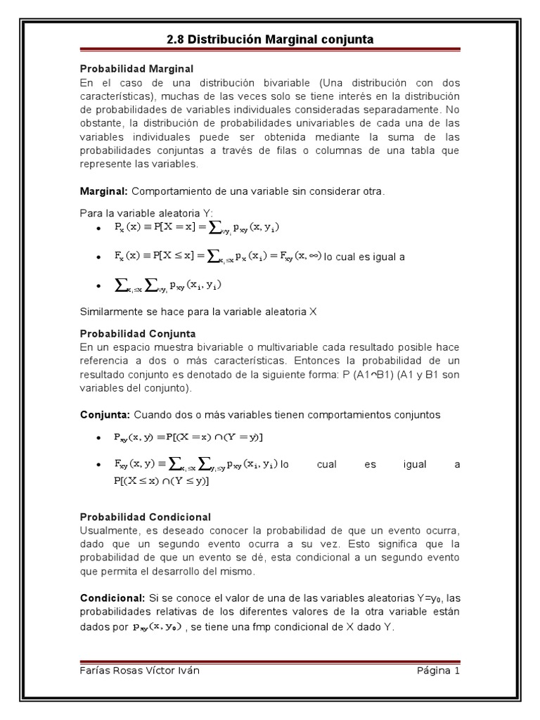 Probabilidad Marginal | PDF | Distribución de probabilidad | Variable ...