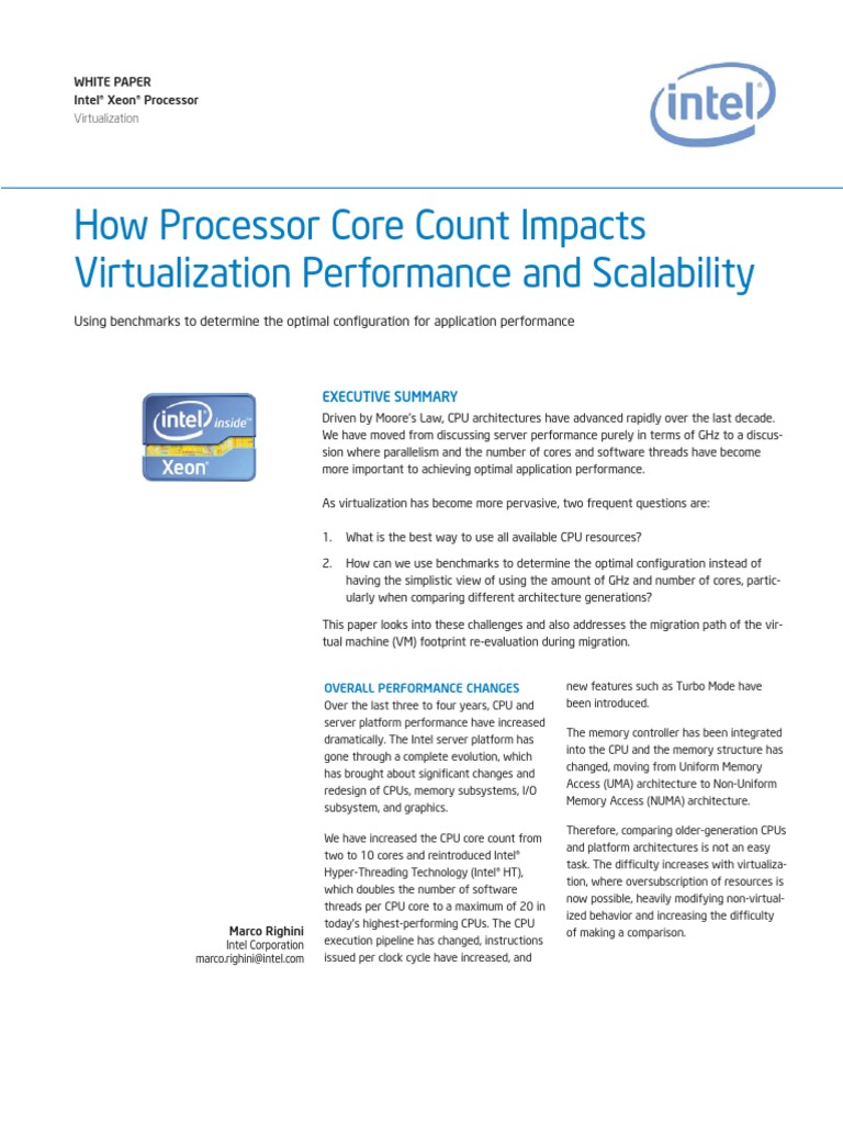 Virtualization Xeon Core Count Impacts Performance Paper | PDF | V Mware | Central Processing Unit