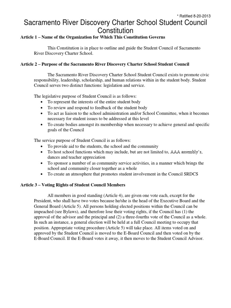 Student Government Constitution For High School | Constitutional ...