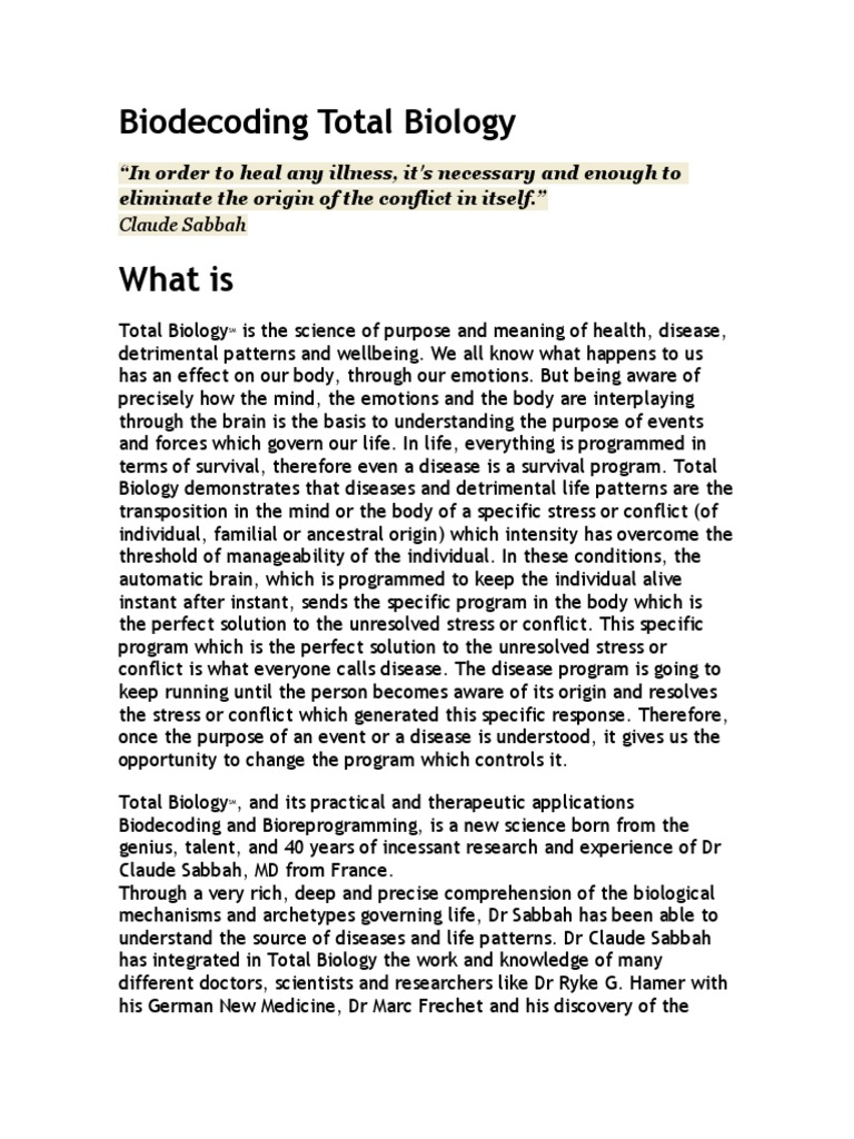 Biodecoding Total Biology | PDF | Stress (Biology) | Perception