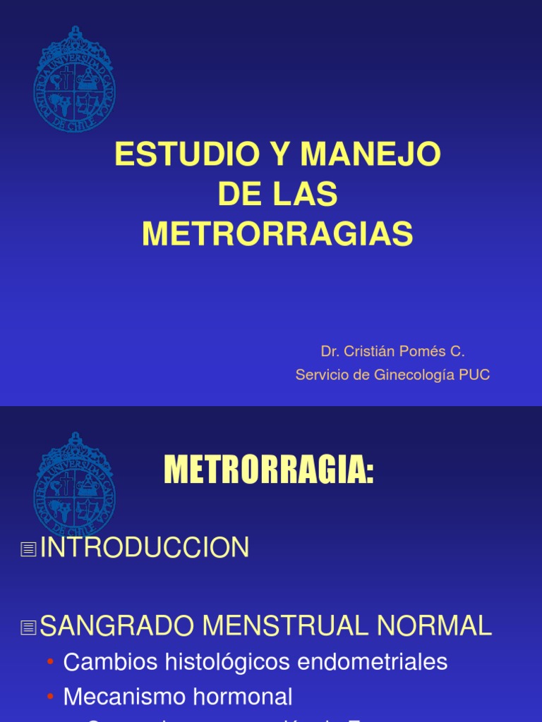 Metrorragias | PDF | Menstruación | Sistema Reproductor Femenino Mamífero