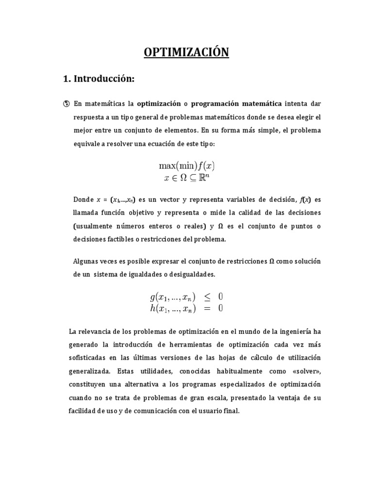OPTIMIZACION | PDF | Optimización Matemática | Función (Matemáticas)