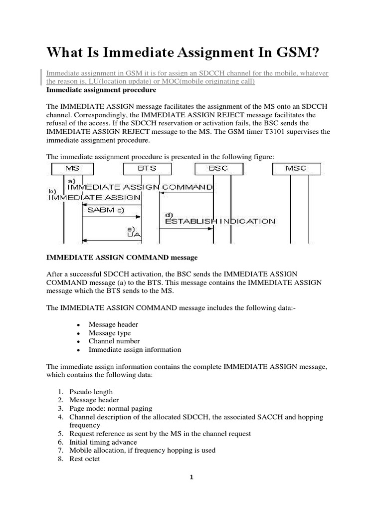 Immediate Assignment in GSM Explained | PDF | Networks | Software ...