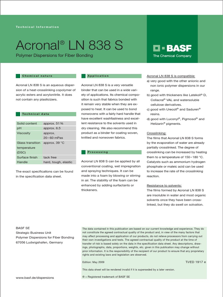 Acronal LN 838 S - TI - e | PDF | Home & Garden | Science & Mathematics
