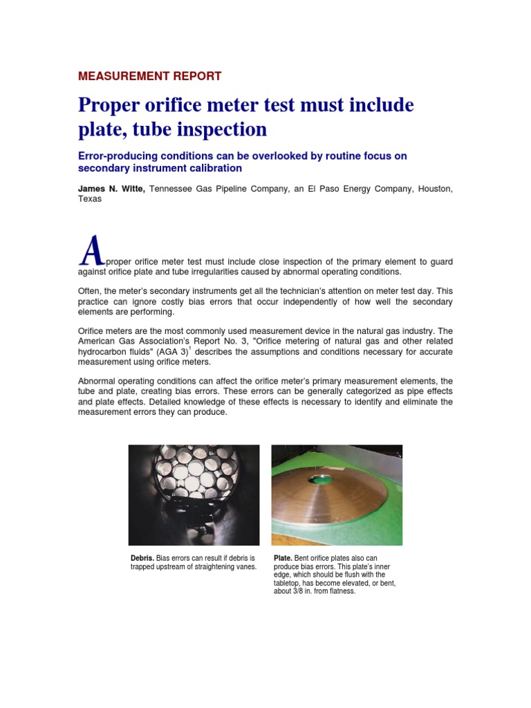 Orifice Meter Testing: Error Sources Explained | PDF | Flow Measurement ...