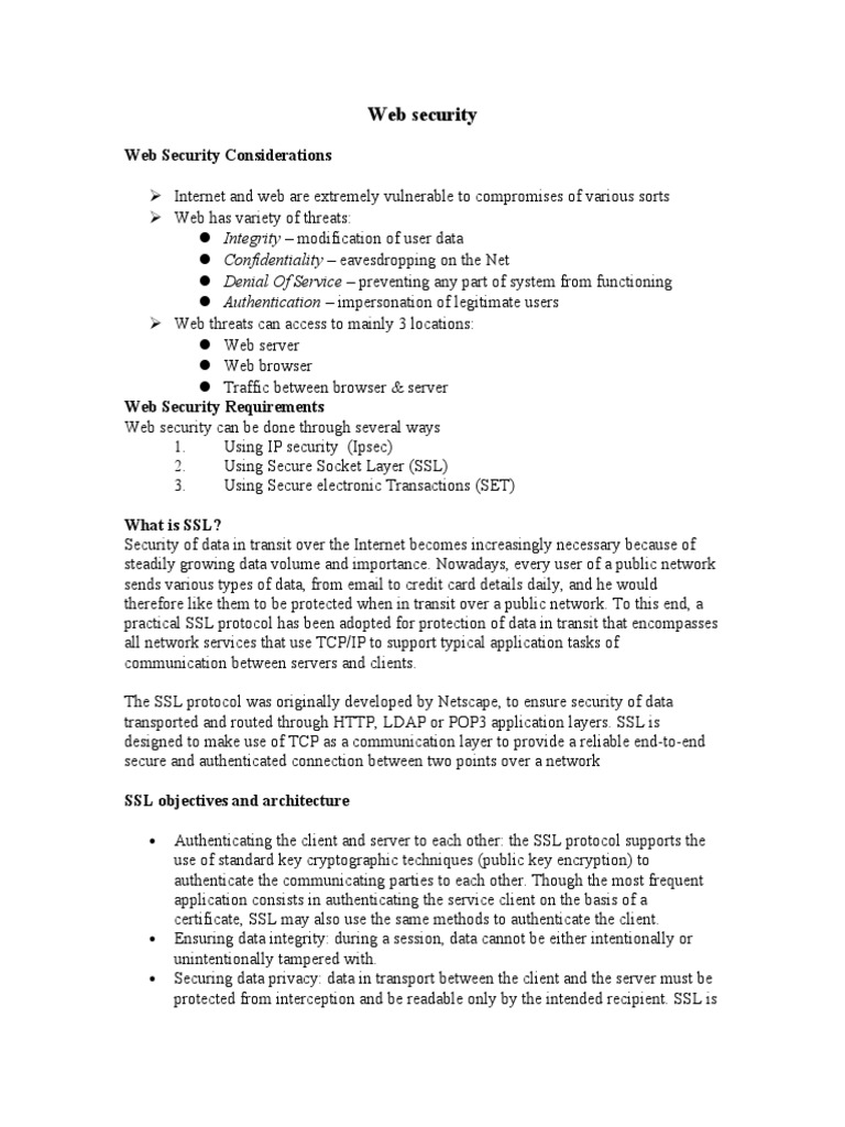 Web Security Notes | PDF | Transport Layer Security | Computer Network