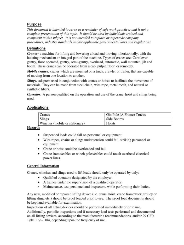 SOP Crane Operation | PDF | Crane (Machine) | Elevator