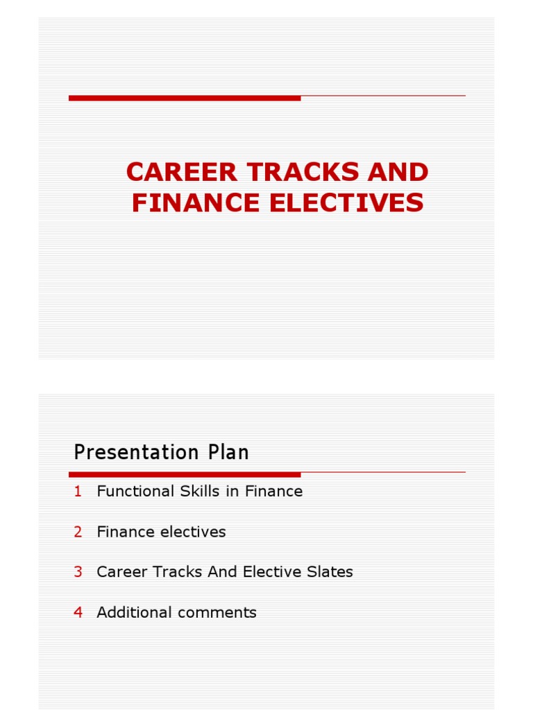 Finance Career Tracks and Electives Guide | PDF | Quantitative Analyst | Valuation (Finance)