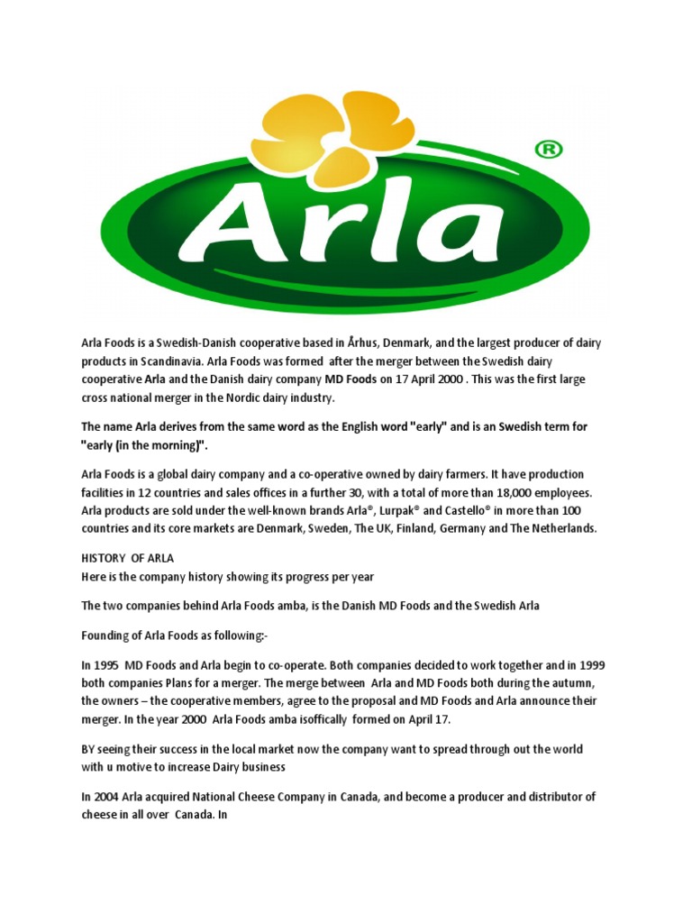 Arla Foods Is A Swedish | PDF | Dairy | Dairy Products
