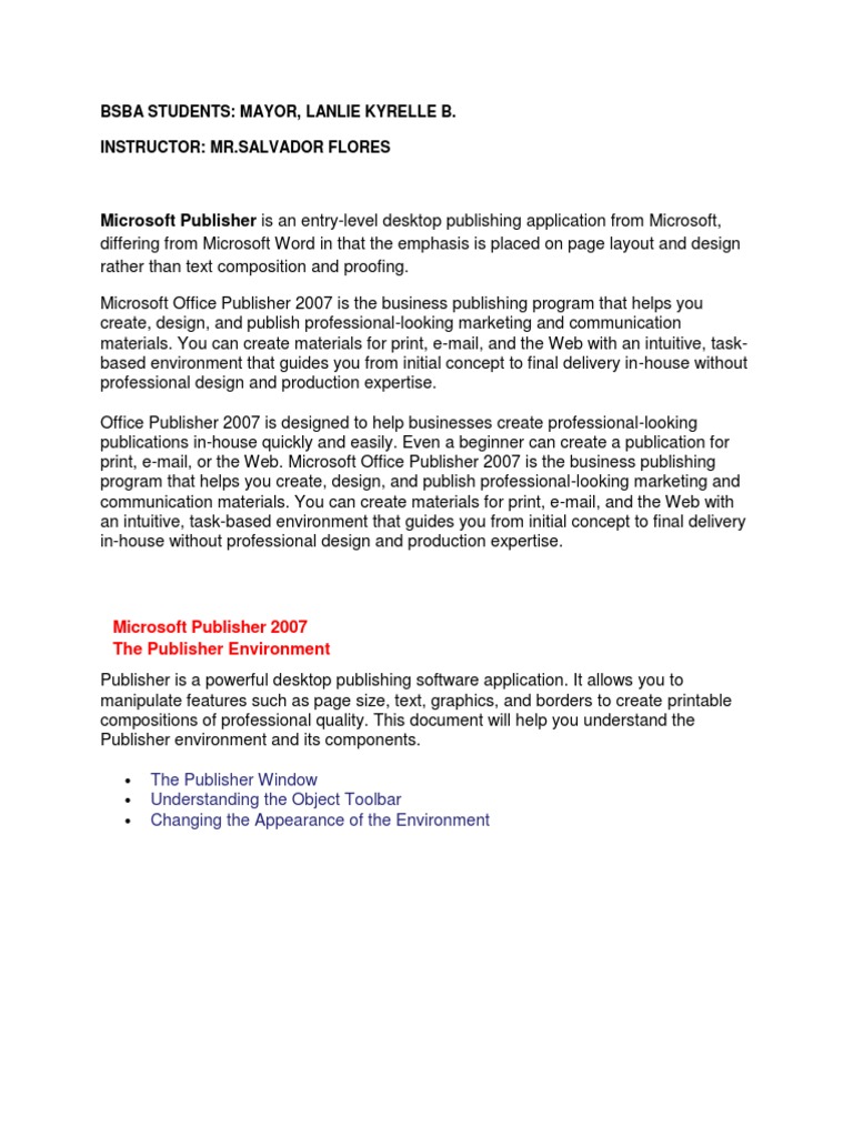 Microsoft Publisher Is An Entry-Level Desktop Publishing Application ...