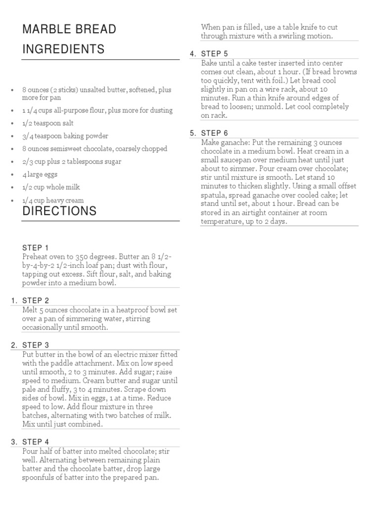 Marble Bread Recipe | PDF | Cooking, Food & Wine | Wellness