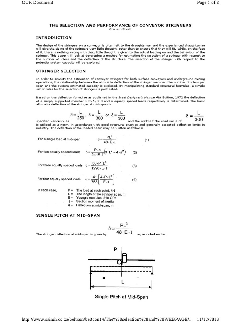 Conveyor Stringer Design Guide | PDF | Engineering Tolerance | Speed