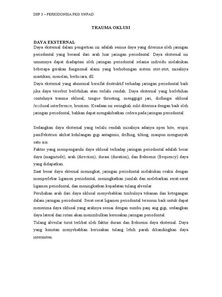 Trauma Oklusi dan Dampaknya pada Periodontal | PDF | Kesehatan Holistik ...