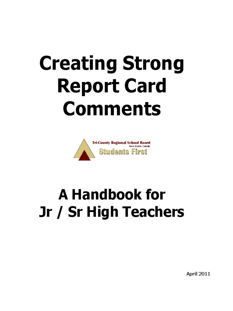 Effective Report Card Comments Guide | PDF | Language Arts & Discipline ...