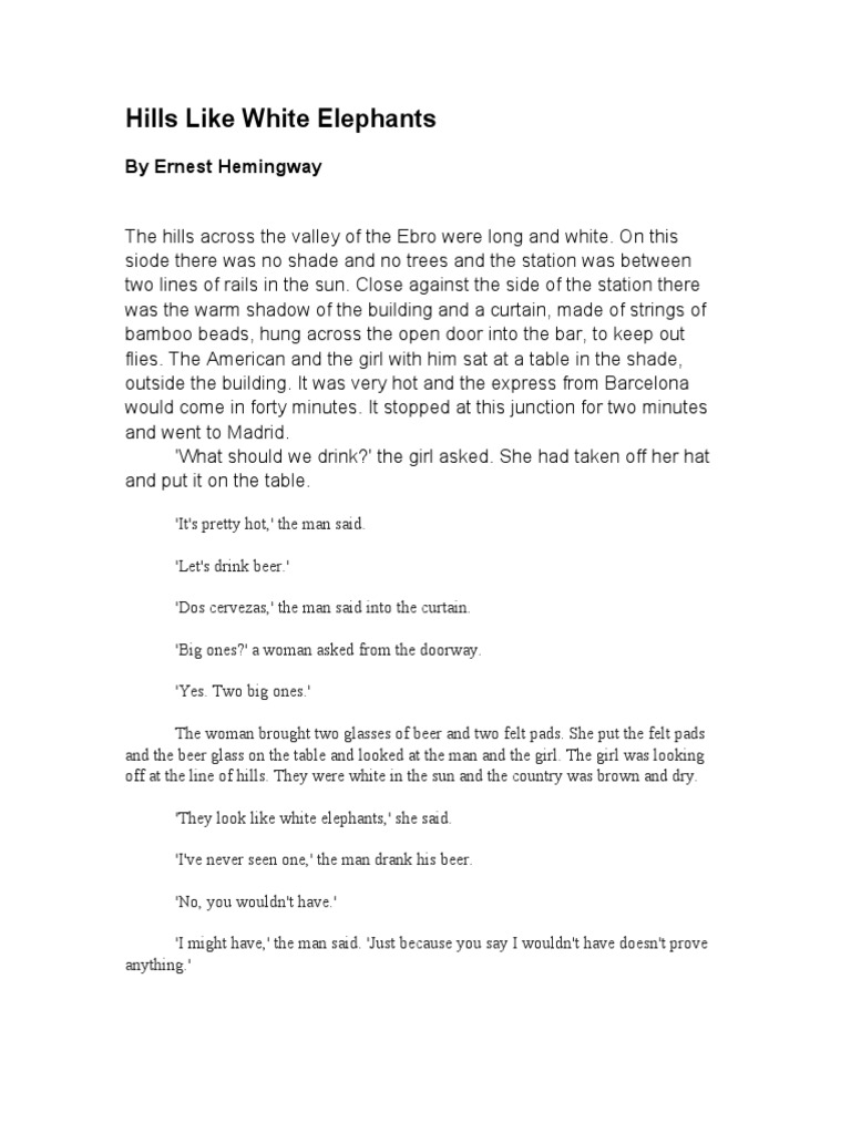 Hills Like White Elephants | PDF