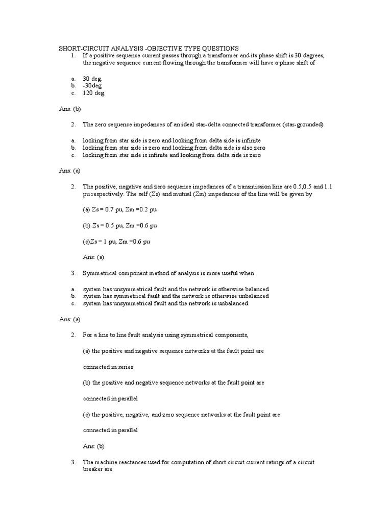 Short-Circuit Analysis Questions | PDF | Electrical Impedance | Electricity