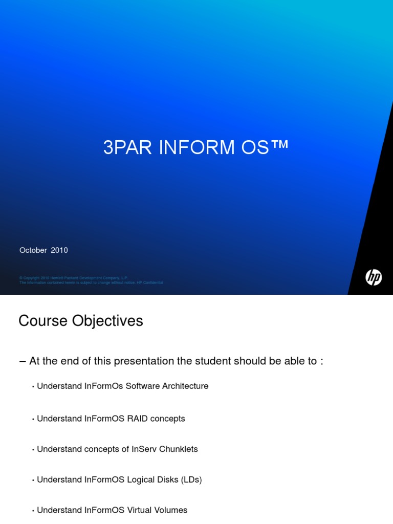 3par Customer Training Inform (T and F Class) GOOD Document | PDF | Solid State Drive | Disk Storage