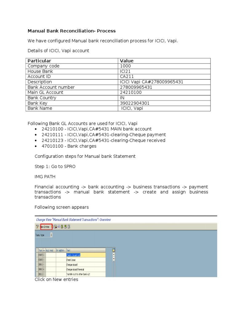 Manual Bank Reconciliation Configuration | PDF | Cheque | Financial ...