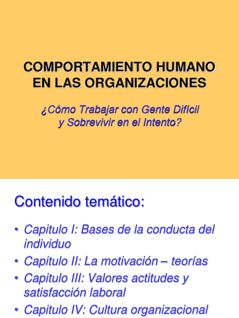 Comportamiento Humano en Las Organizaciones | PDF