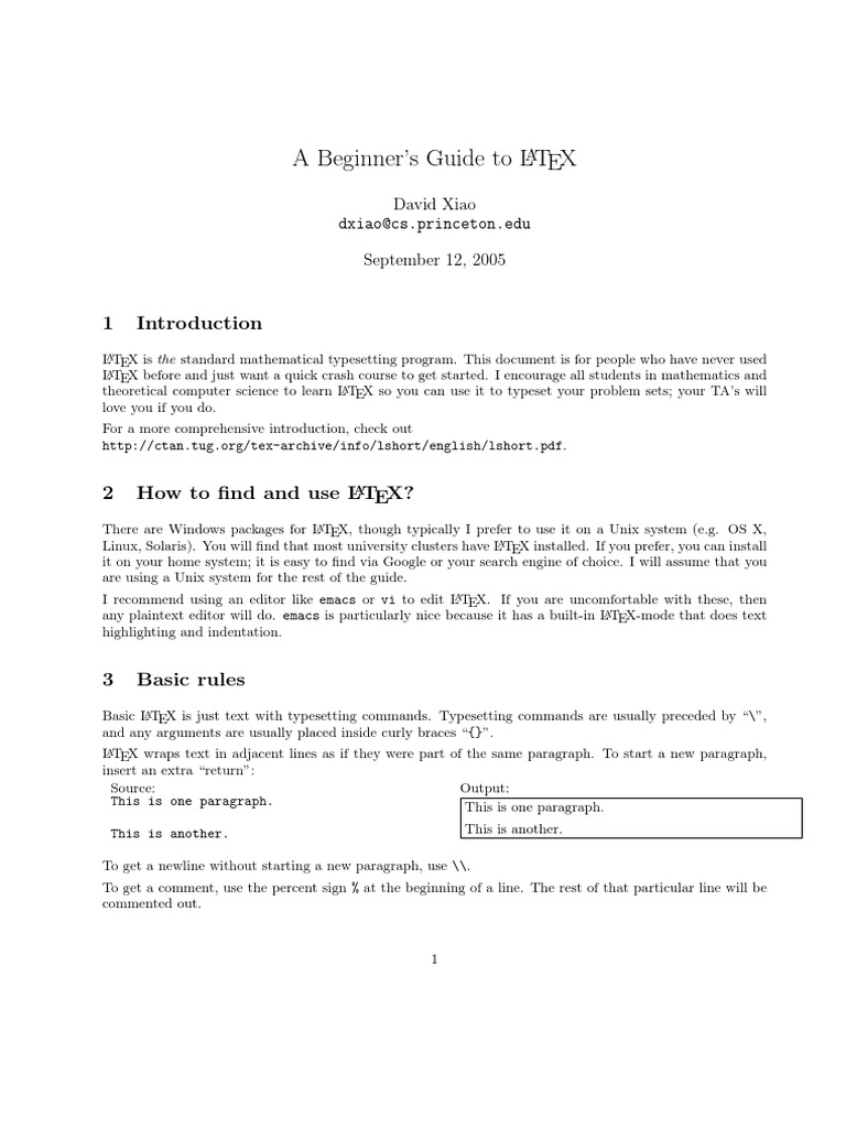 A Beginner's Guide To LATEX | PDF