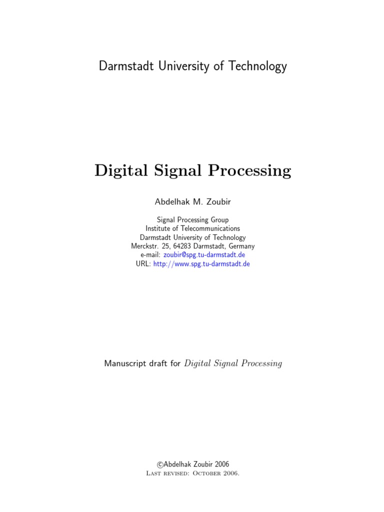 Digital Signal Processin-TU Darmstadt | PDF | Discrete Time And Continuous Time | Spectral Density