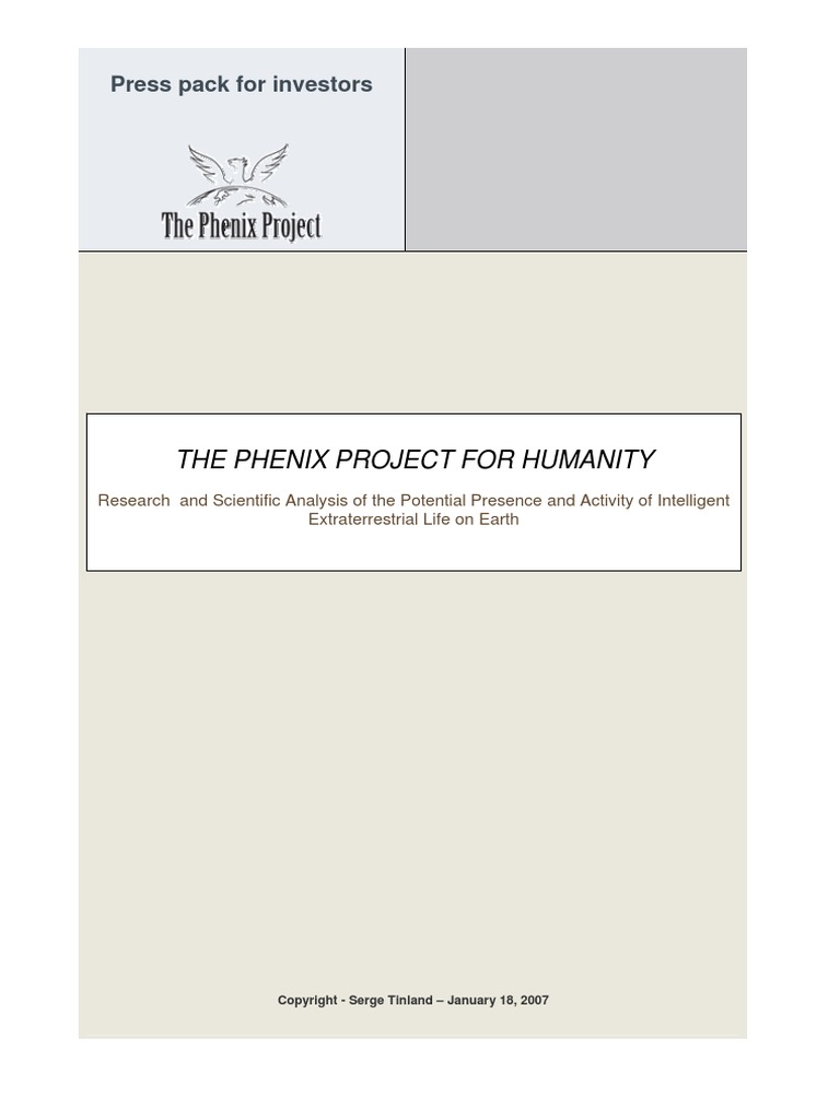 The Phenix Project For Humanity: Press Pack For Investors | PDF ...