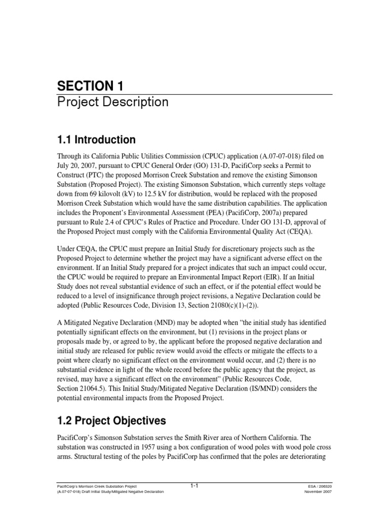 Project Description: Section 1 | PDF | Electrical Substation | Electric ...
