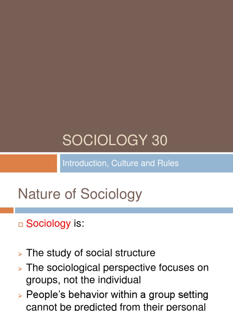 Sociology 30 - Intro Culture Rules | PDF | Norm (Social) | Sociology