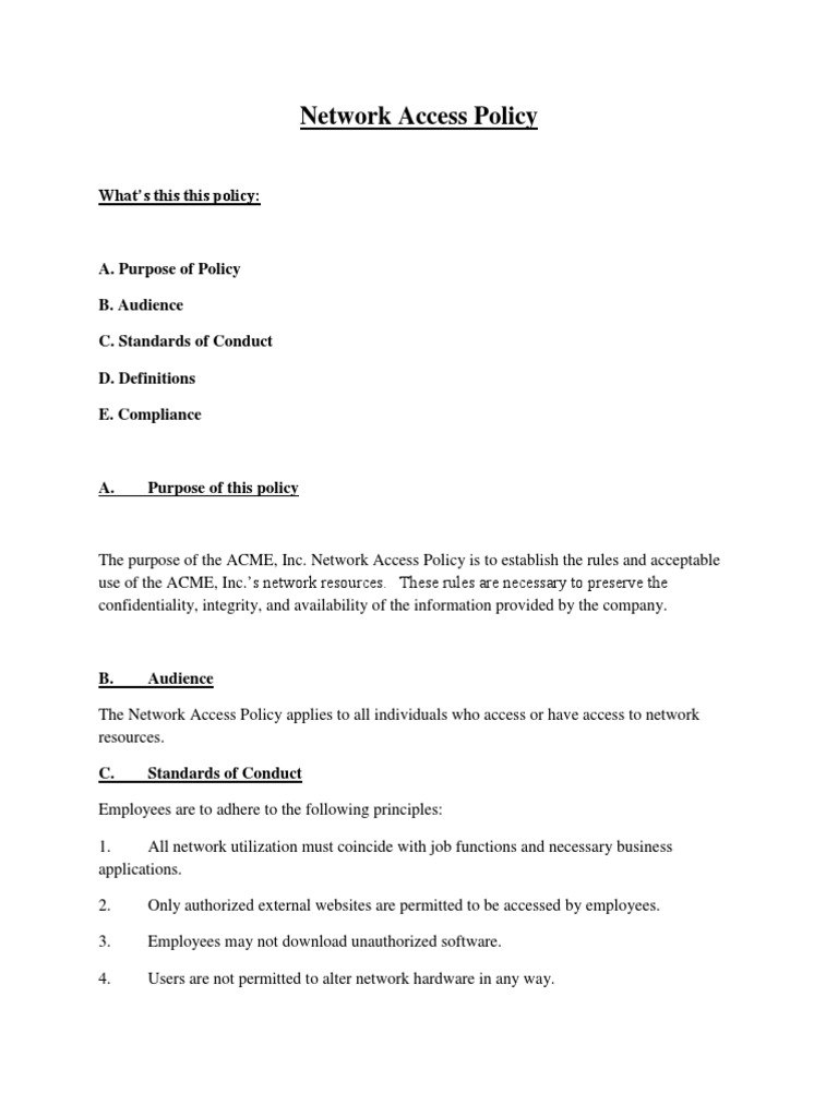 Network Access Policy: What's This This Policy | PDF | Business ...