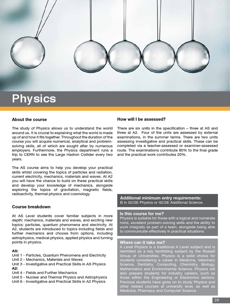 AS A2 Course - Physics | PDF | Gce Advanced Level (United Kingdom ...