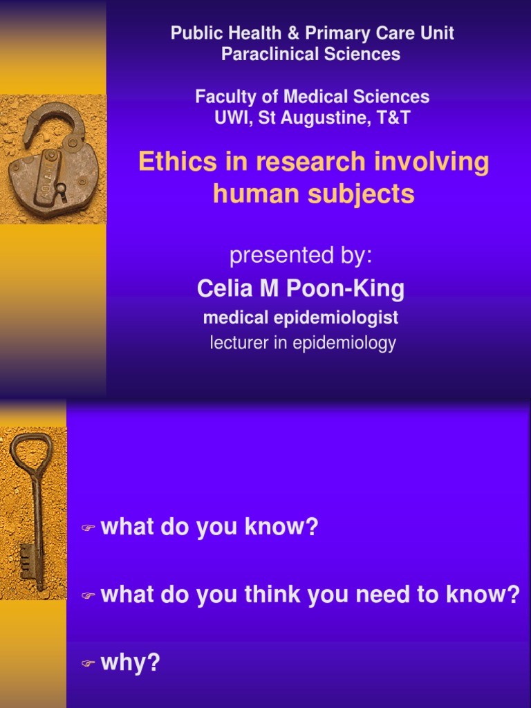Ethics in Research Involving Human Subjects: Celia M Poon-King ...